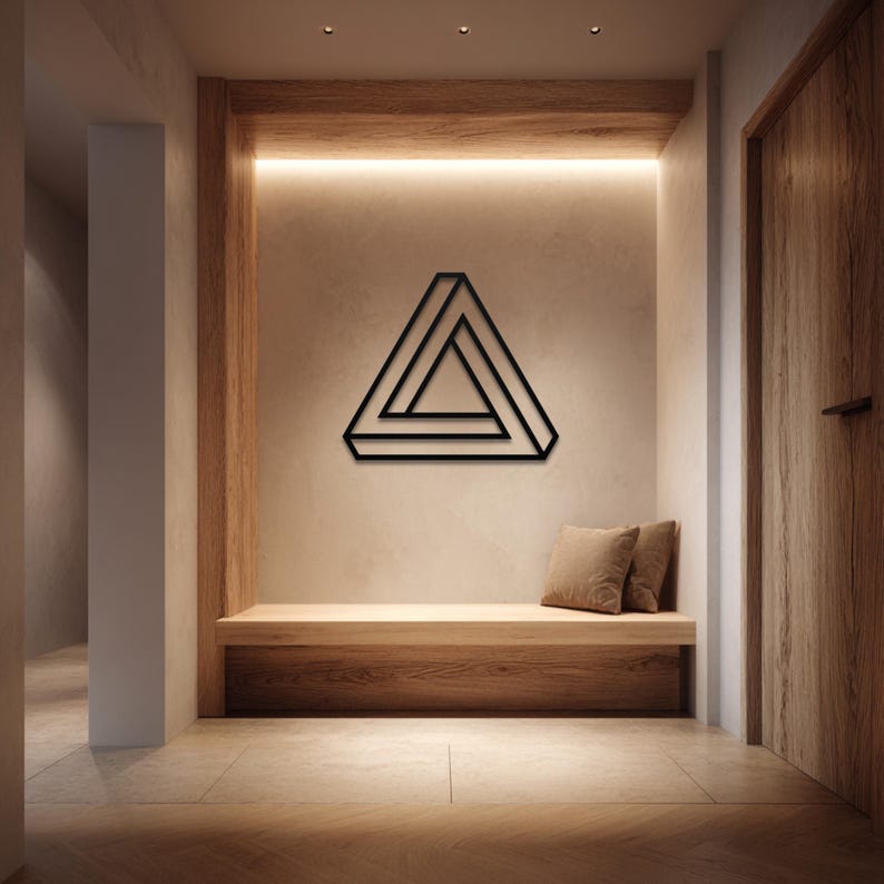 Penrose Triangle Metal Wall Art, Impossible Triangle Geometric ...