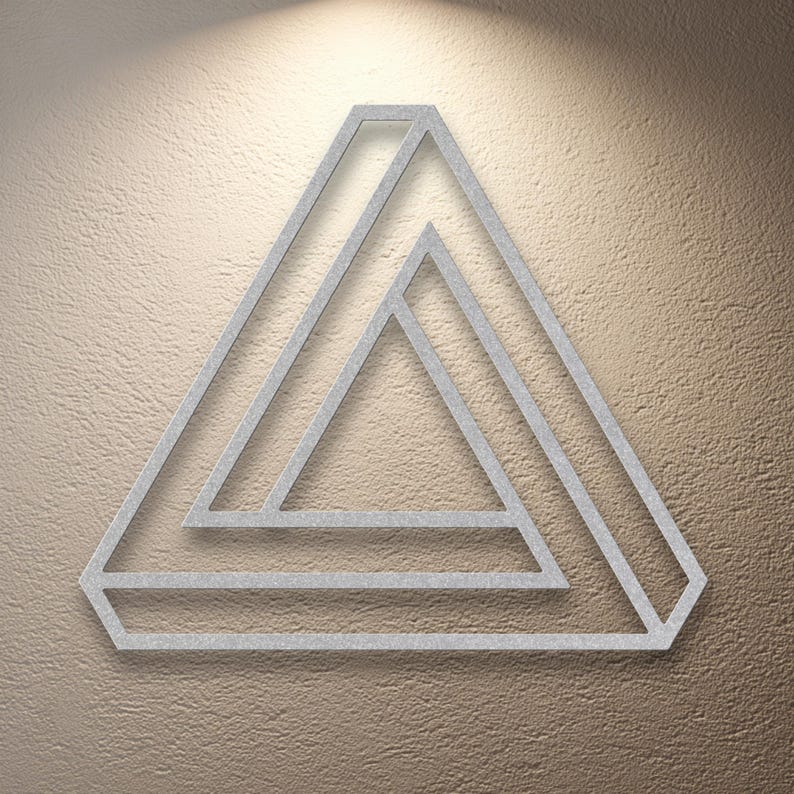 Penrose Triangle Metal Wall Art, Impossible Triangle Geometric ...
