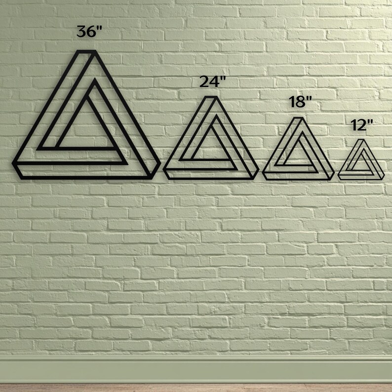 Penrose Triangle Metal Wall Art, Impossible Triangle Geometric ...