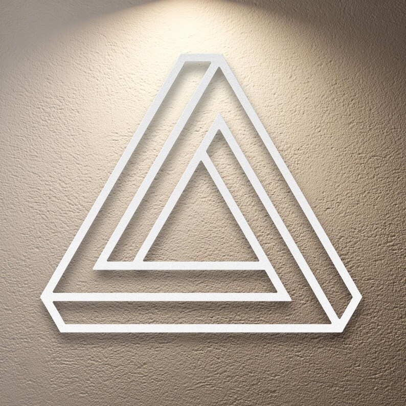 Penrose Triangle Metal Wall Art, Geometric Sculpture, Modern Minimalist ...