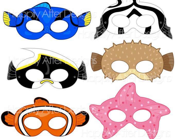 Fish Printable Masks Moorish Idol Starfish Mask Clownfish - Etsy Australia