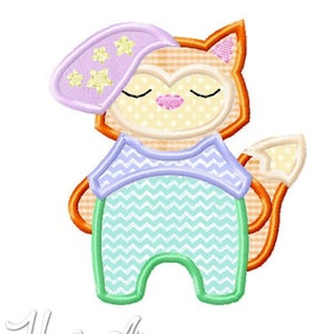 Bedtime Fox Applique Embroidery Design, Baby Applique, Fox Applique ...