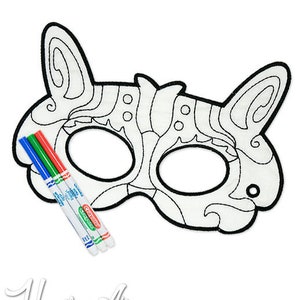 Rabbit Mask Coloring Embroidery Design, Bunny Mask, Machine Embroidery ...