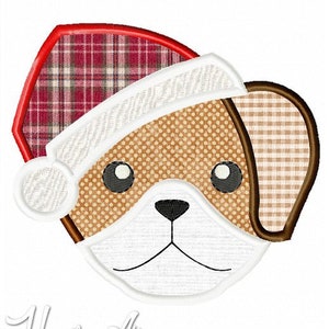Christmas Beagle Applique Embroidery Design, Christmas Applique ...