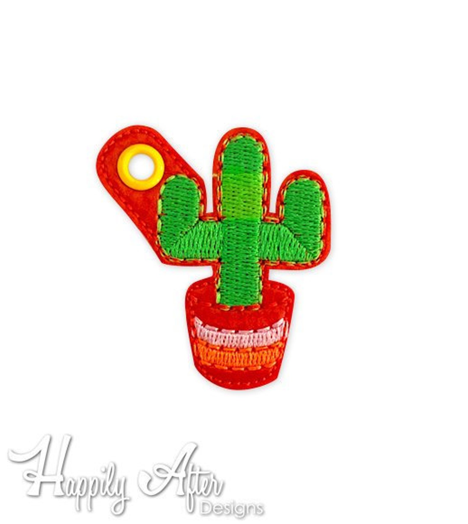 Cactus Eyelet Keychain Embroidery Design Cactus Keychain - Etsy