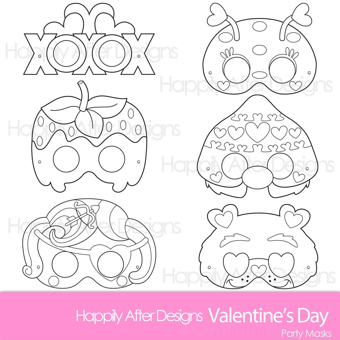 Valentine's Printable Coloring Masks - Valentine Printables - Bear Mask ...