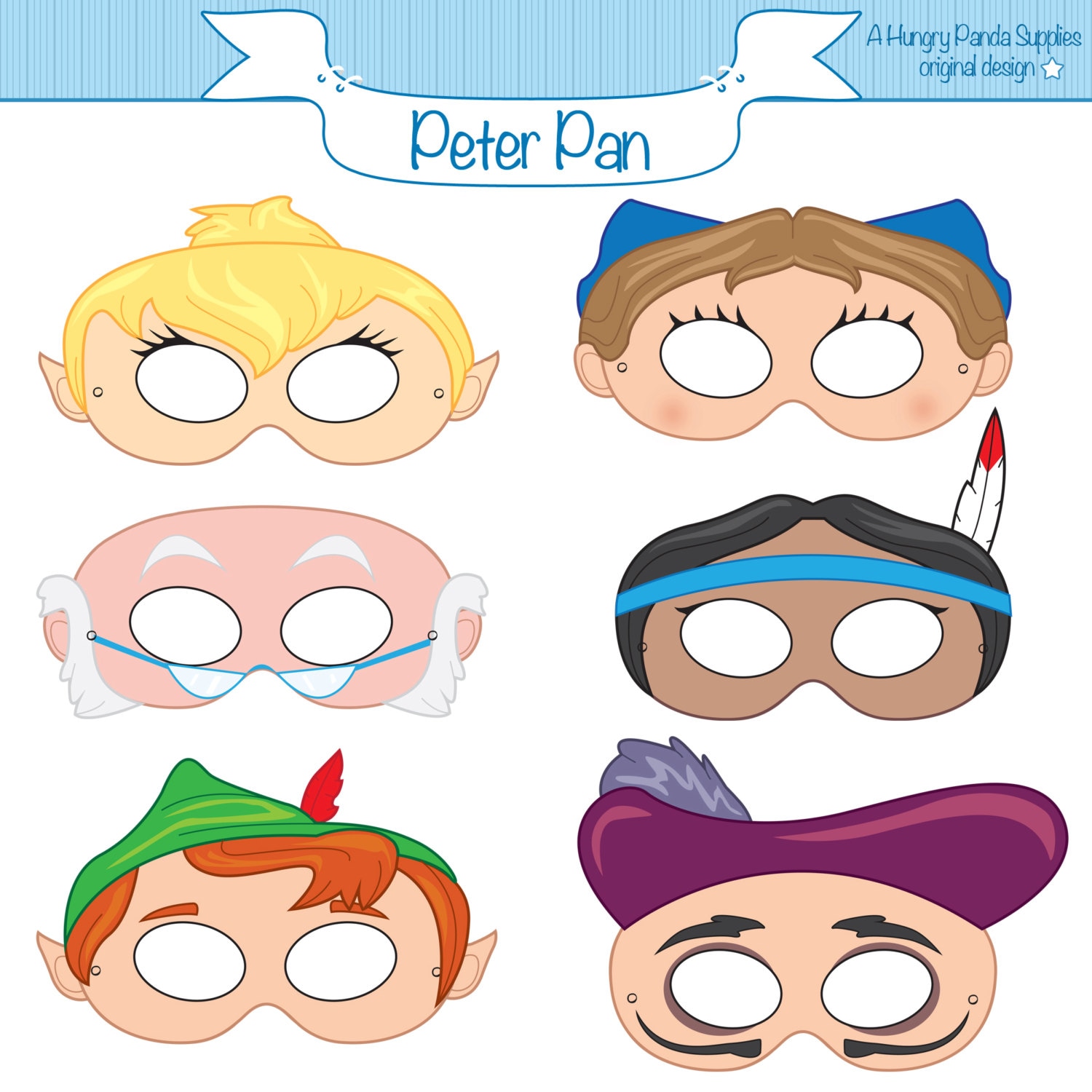Peter Pan Printable Masks peter pan mask pan costume | Etsy