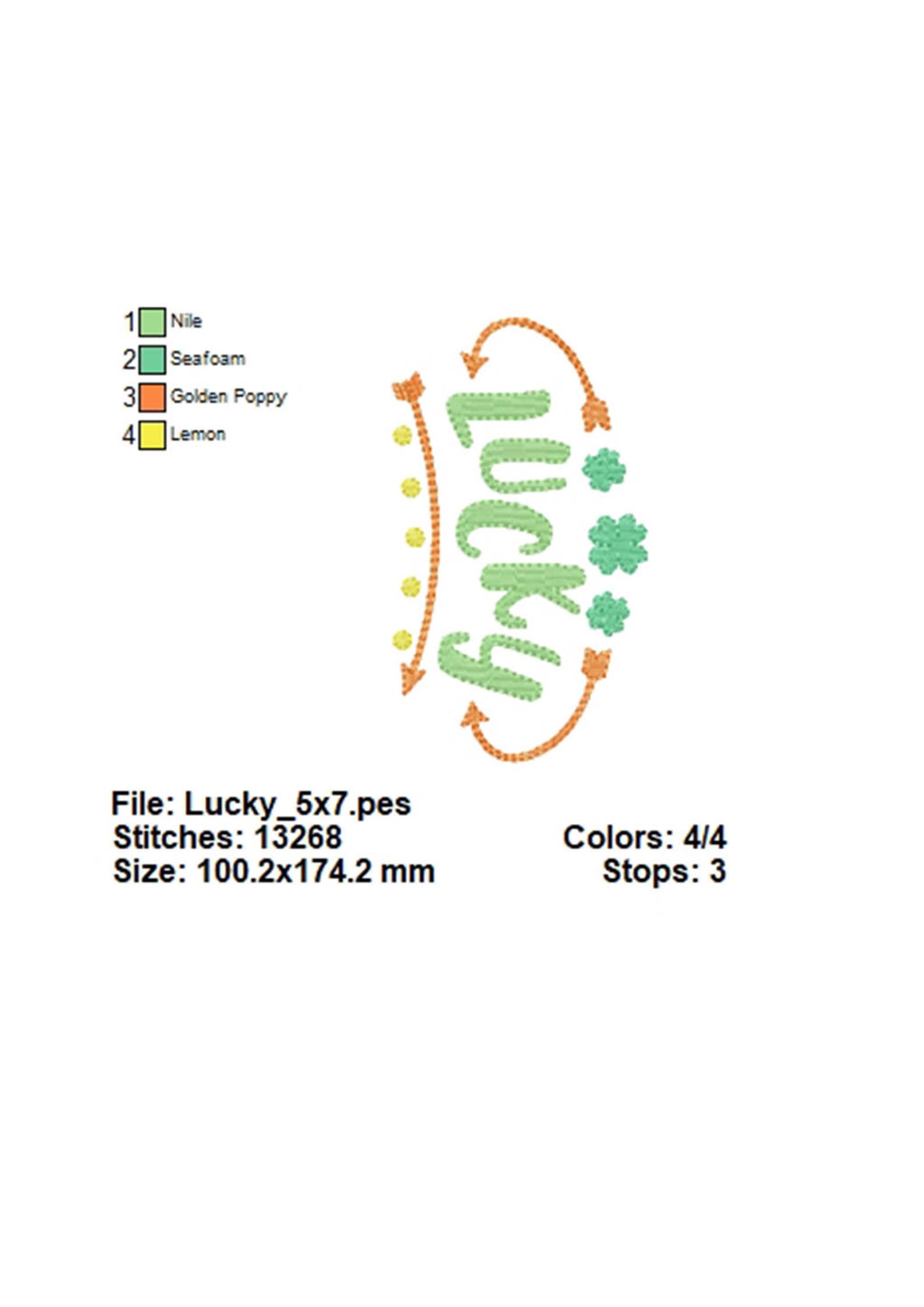 Lucky Arrows Filled Stitch Embroidery Design, Lucky Embroidery, St ...