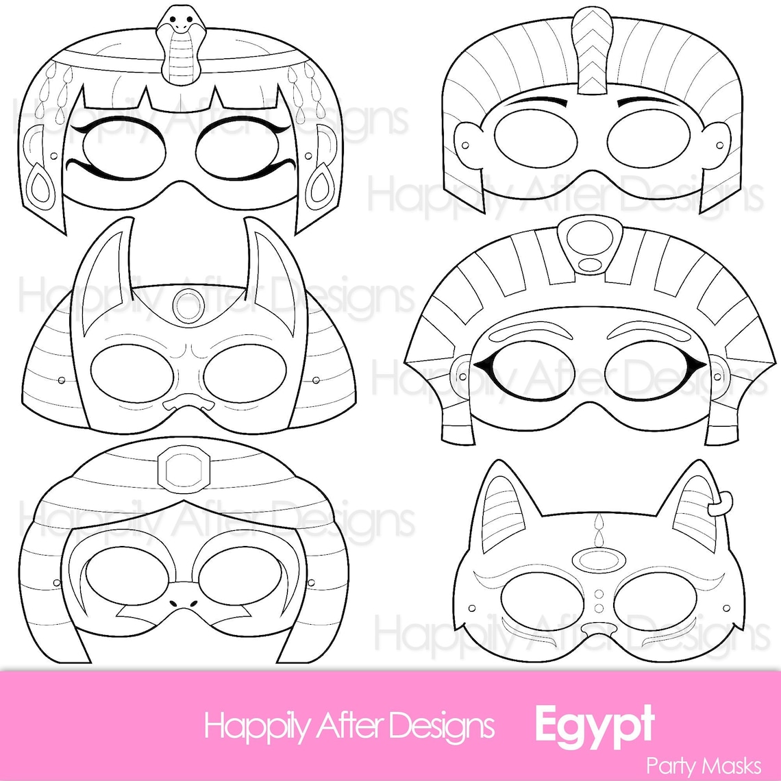 Egyptian Printable Coloring Masks, Cleopatra Mask, Anubis Mask, Ra Mask ...