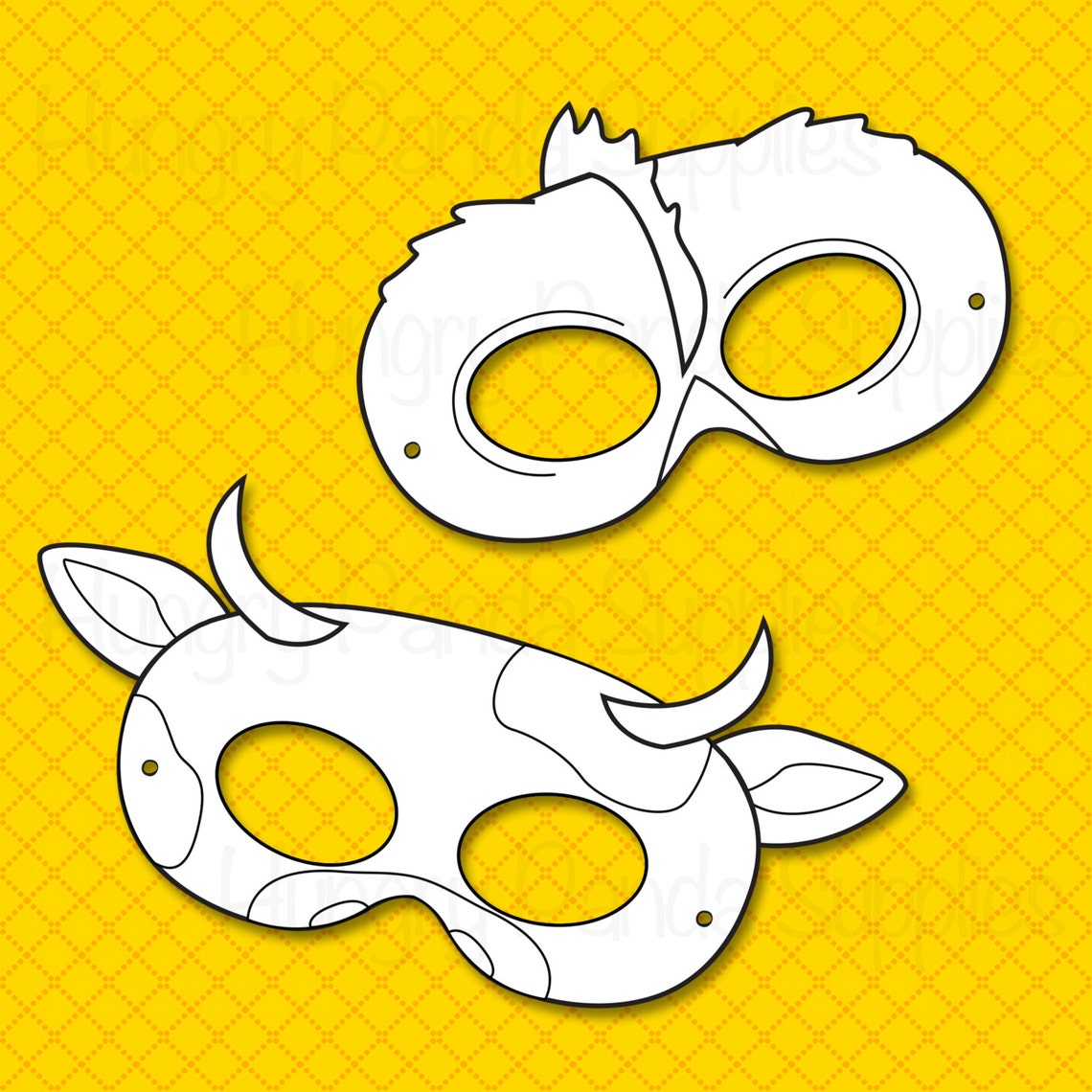 Barnyard Animals Printable Coloring Masks, Farm Animal Mask, Animal ...