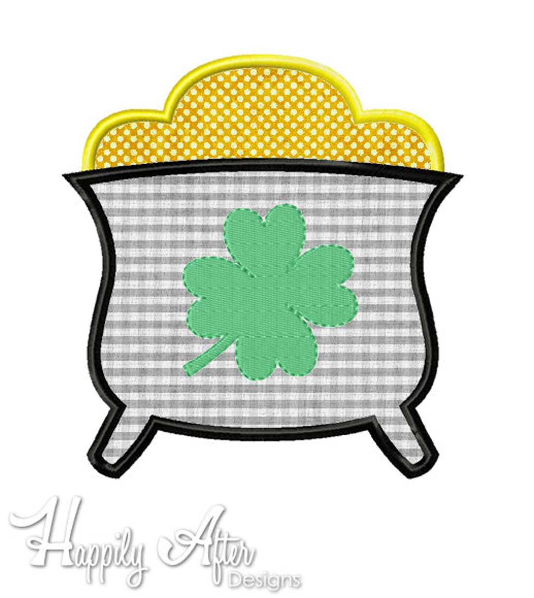 Pot of Gold Applique Embroidery Design, Gold Applique, St Patricks ...