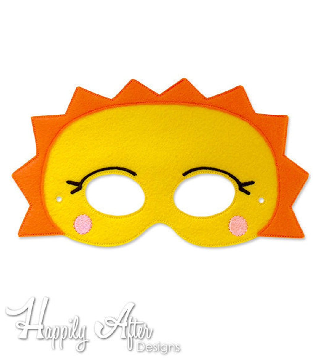 Sun Mask Embroidery Design, Sunshine Mask, Machine Embroidery, ITH Mask ...