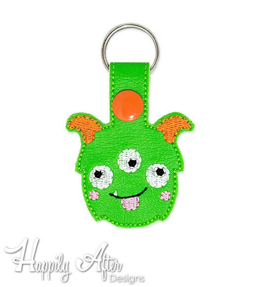 Monster Snap Tab Keychain Embroidery Design, Monster Tab, Halloween ...