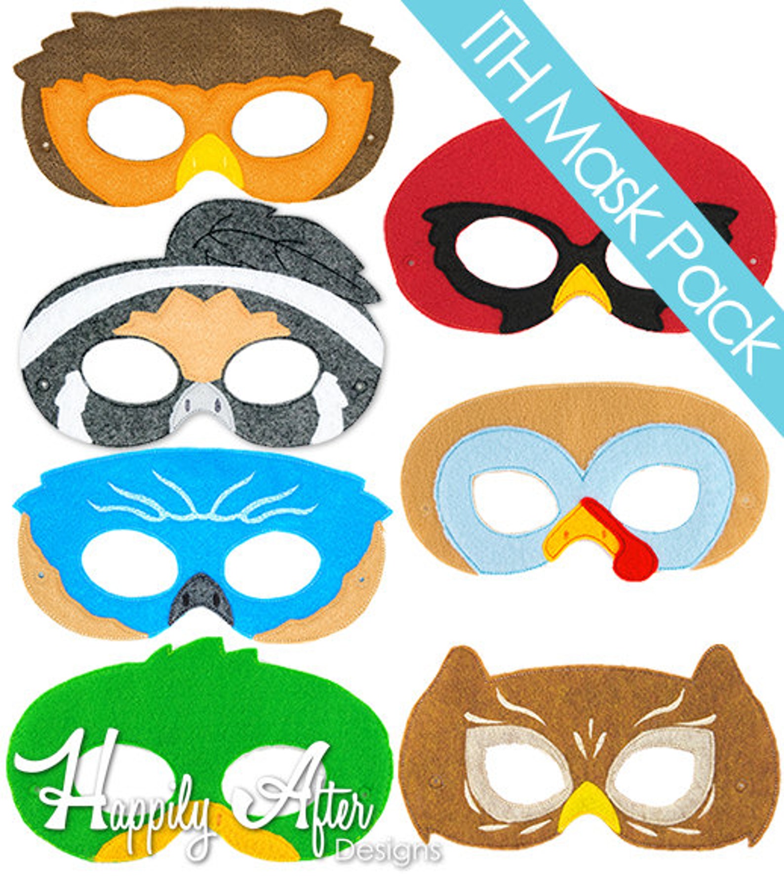 Bird Mask Embroidery Design Pack Birds Robin Quail Owl | Etsy