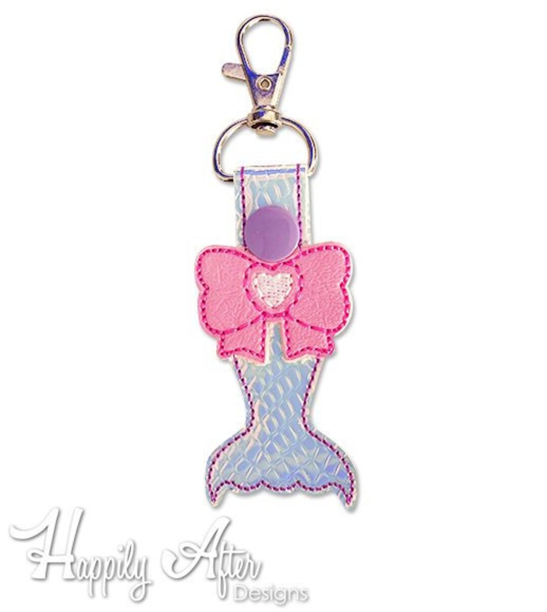 Mermaid Tail Snap Tab Keychain Embroidery Design, Mermaid, Kawaii ...