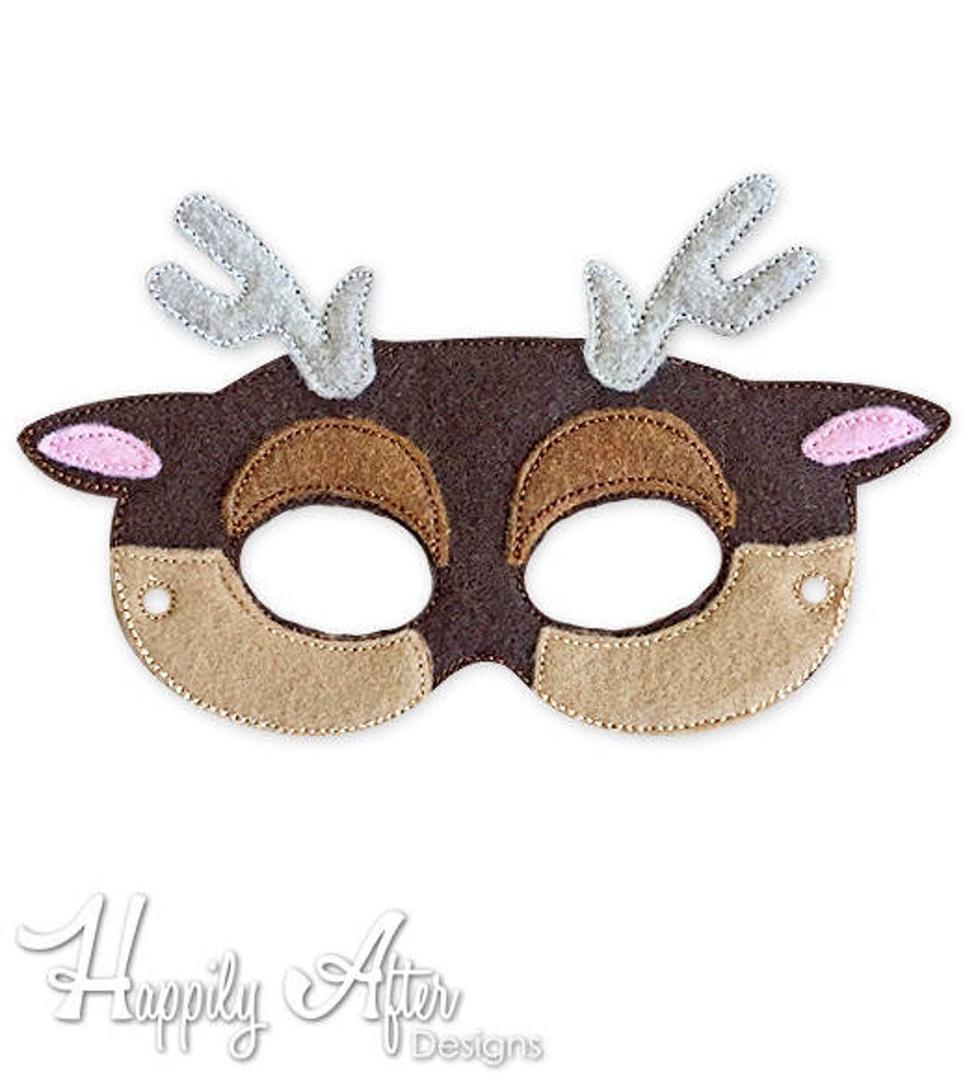 Reindeer Mask Embroidery Design, Reindeer Mask, Machine Embroidery, ITH ...