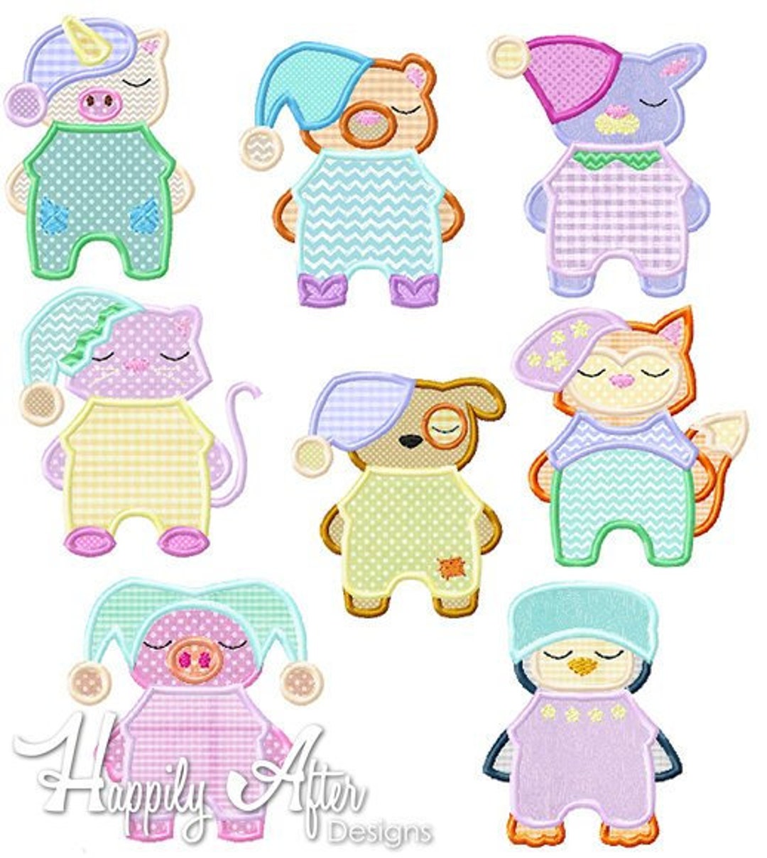Bedtime Cuties Applique Embroidery Design Set, Baby Applique, Bed ...