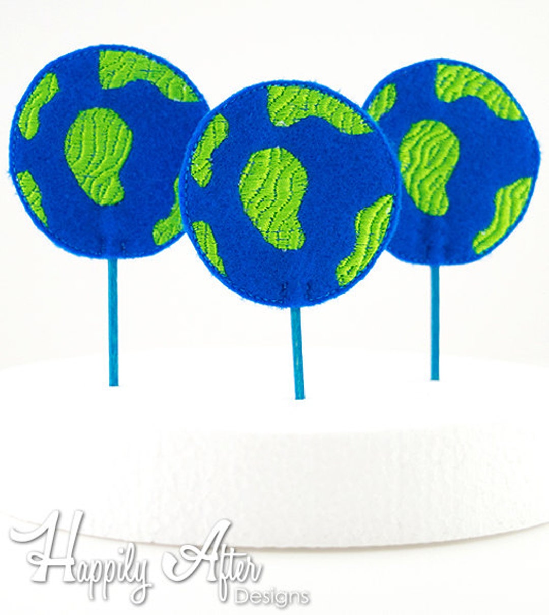 Earth Cupcake Topper Embroidery Design, Machine Embroidery, ITH, in the ...