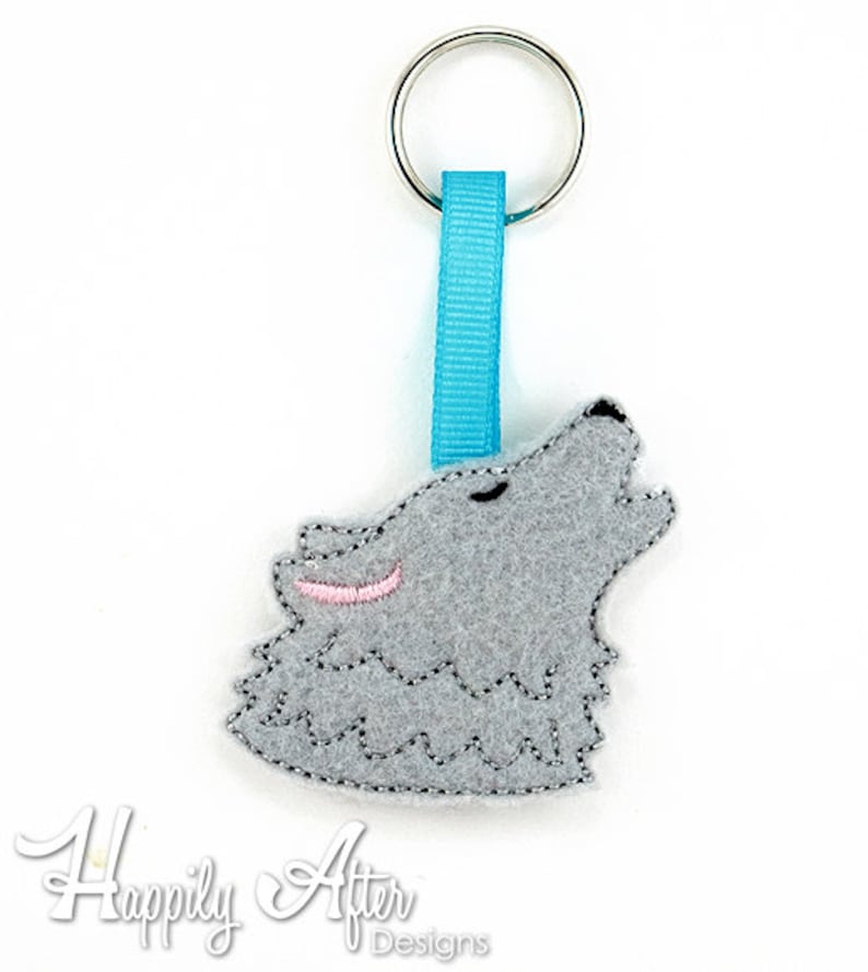 Wolf Keychain Embroidery Design, Wolf, Woodland, Keychain Embroidery ...