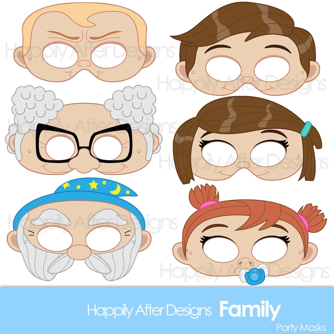 Family Printable Masks Grandpa Mask Baby Mask (Instant Download) - Etsy