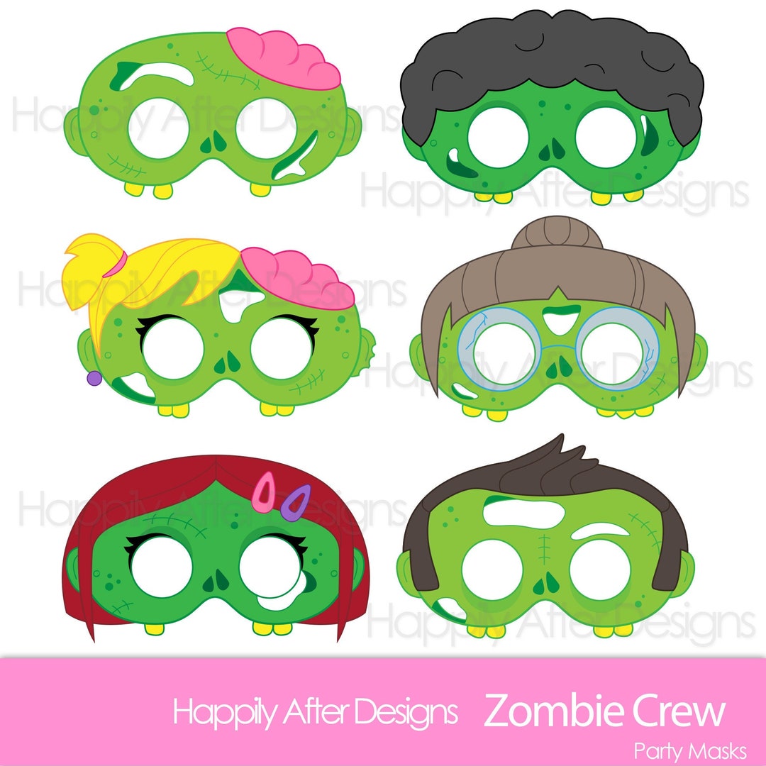 Zombie Crew Printable Masks - Zombie Mask - Monster Mask - Creature ...