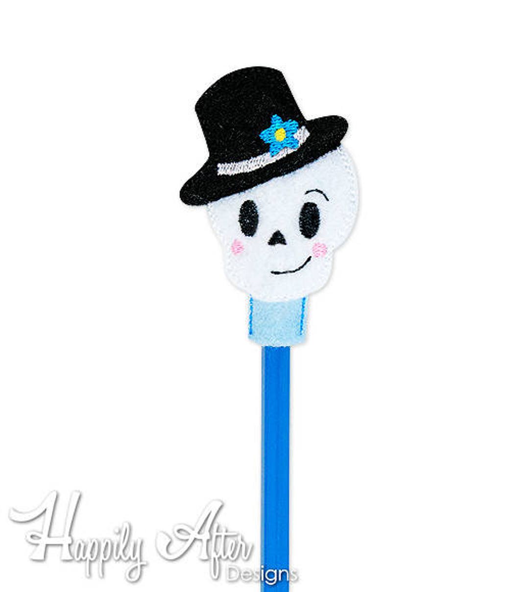 Skeleton Pencil Topper Embroidery Design, Halloween Embroidery, Pencil ...