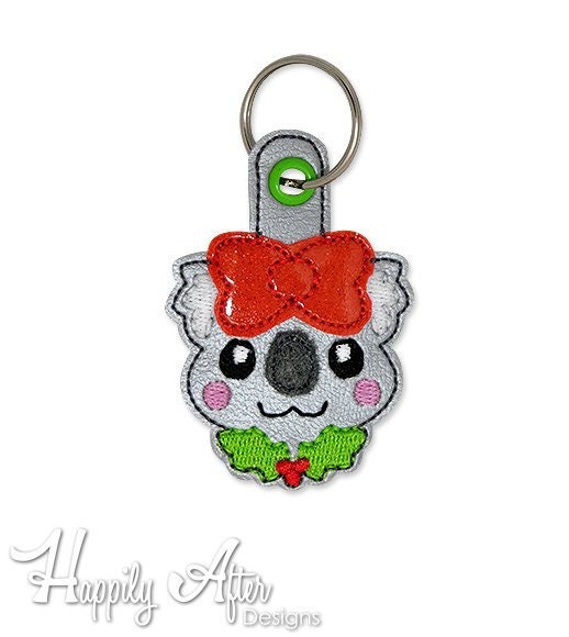 Holiday Koala Eyelet Keychain Embroidery Design Koala | Etsy