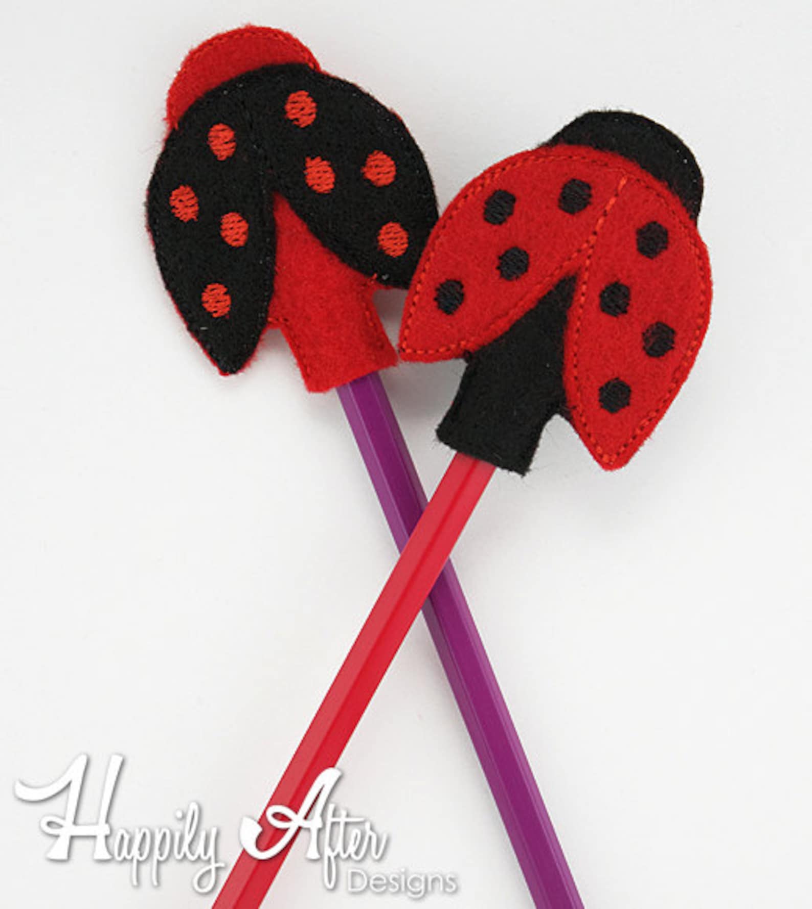Ladybug Pencil Topper Embroidery Design ladybugs pencil | Etsy