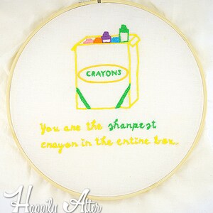 Crayon Hand Embroidery Pattern, Crayon Pattern, Teacher, Hand ...