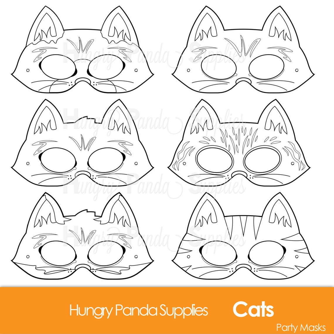 Cats Printable Coloring Masks, Cat Masks, Kitty Mask, Kitten Mask ...
