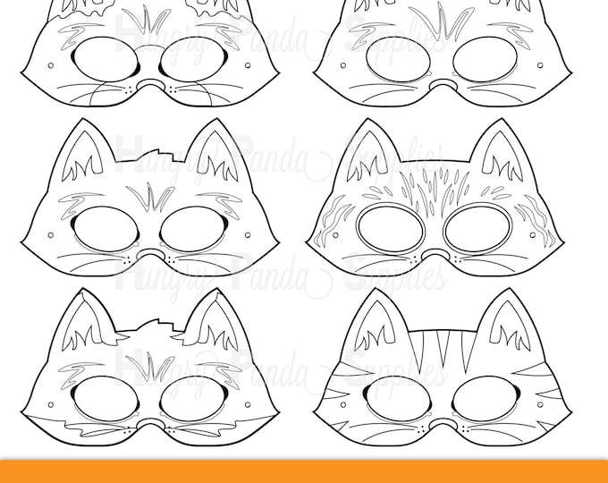 Cats Printable Coloring Masks Cat Masks Kitty Mask Kitten - Etsy