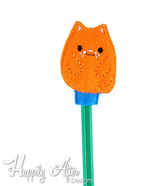 Cat Pencil Topper Embroidery Design Kitty Pencil Topper | Etsy