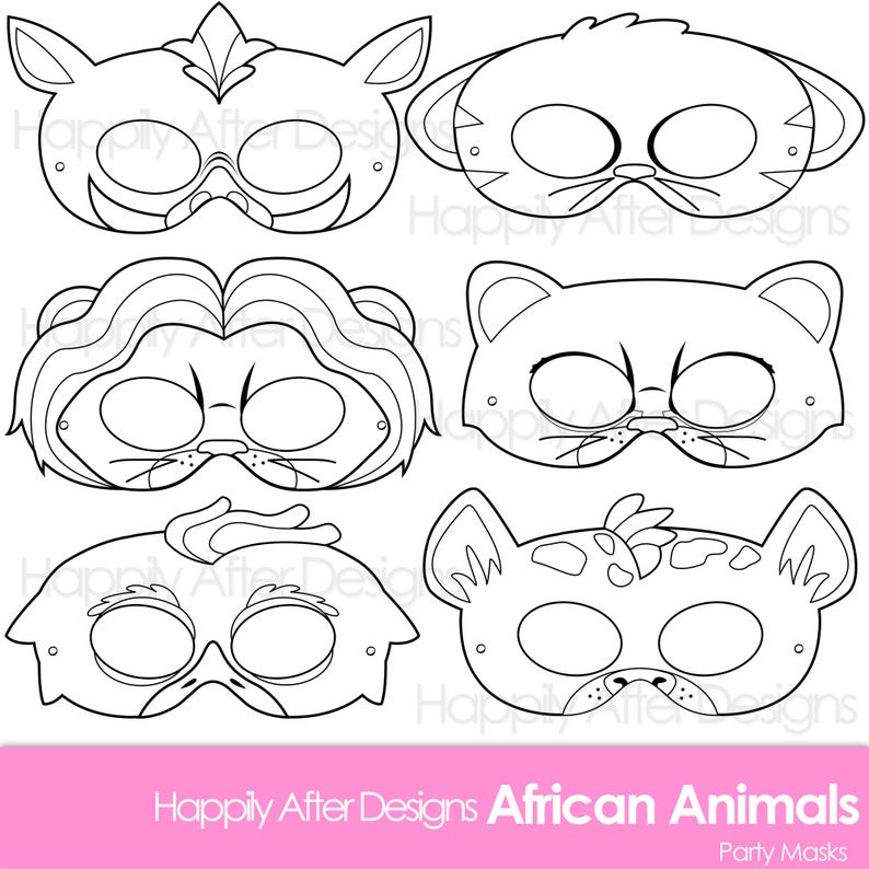 African Animals Printable Coloring Masks Lion Mask Hyena - Etsy UK