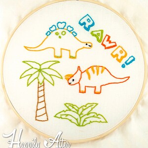 Dinosaurs Hand Embroidery Patterns, Dino Pattern, Dinosaurs, Hand ...