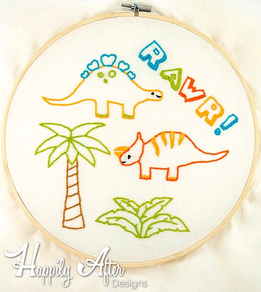 Dinosaurs Hand Embroidery Patterns, Dino Pattern, Dinosaurs, Hand ...