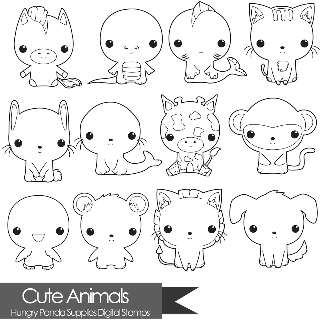 Animal Digital Stamp Cute Digital Stamps Commercial Use - Etsy