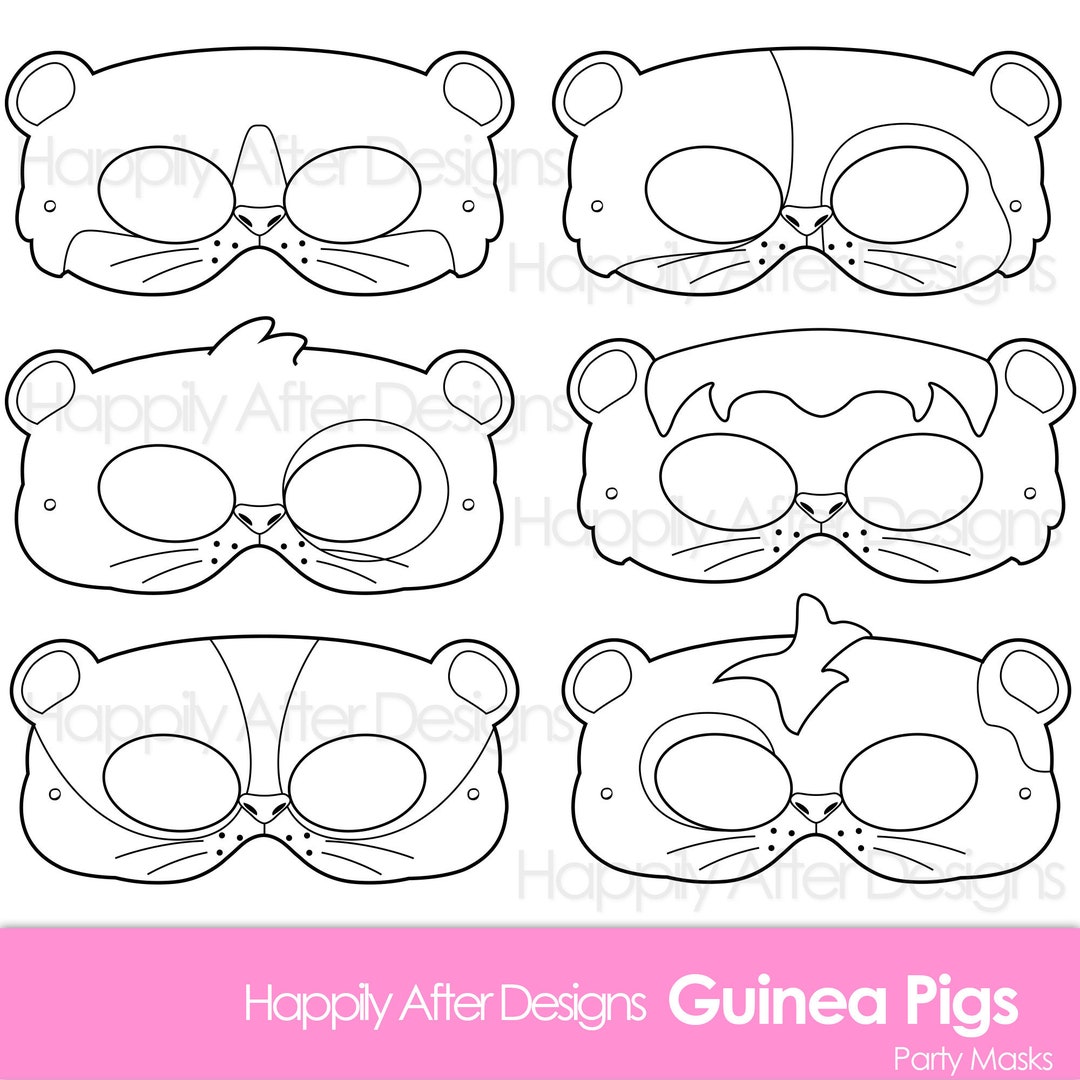 Guinea Pig Printable Coloring Masks, Guinea Pig Mask, Hamster Mask ...