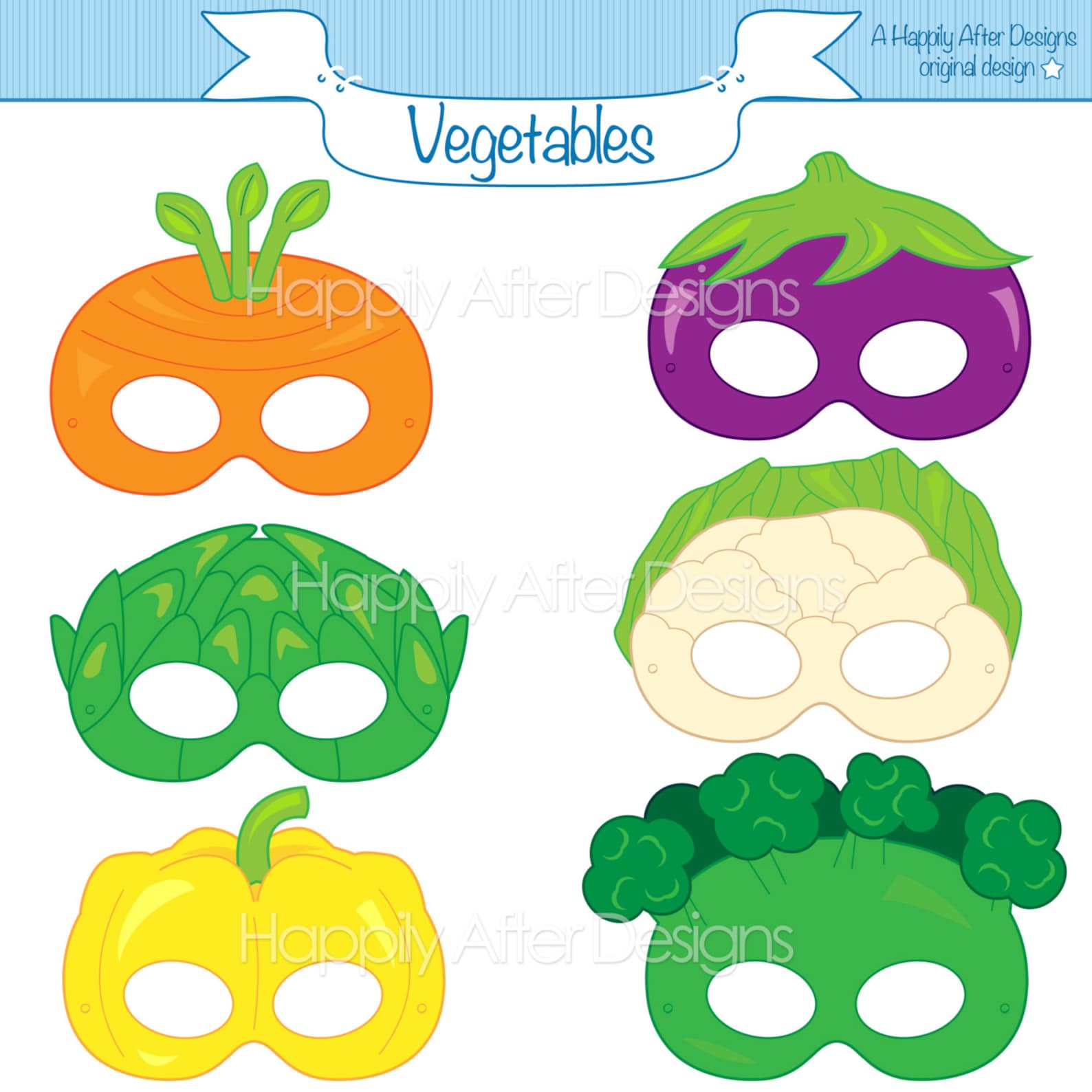 Vegetable Printable Masks, Carrot Mask, Broccoli Mask, Artichoke ...