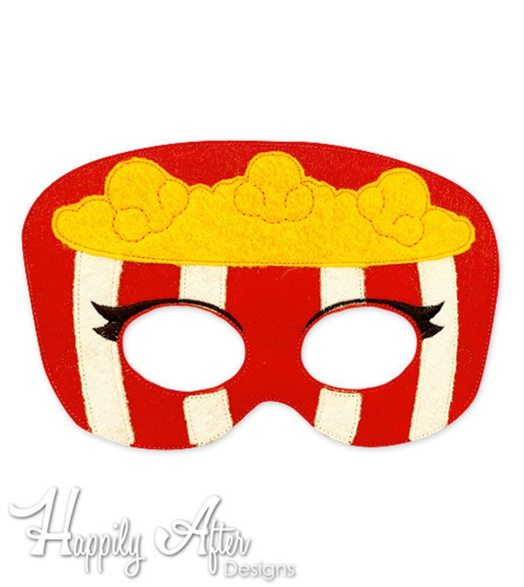 Popcorn Mask Embroidery Design, Movie Mask, Machine Embroidery, ITH ...