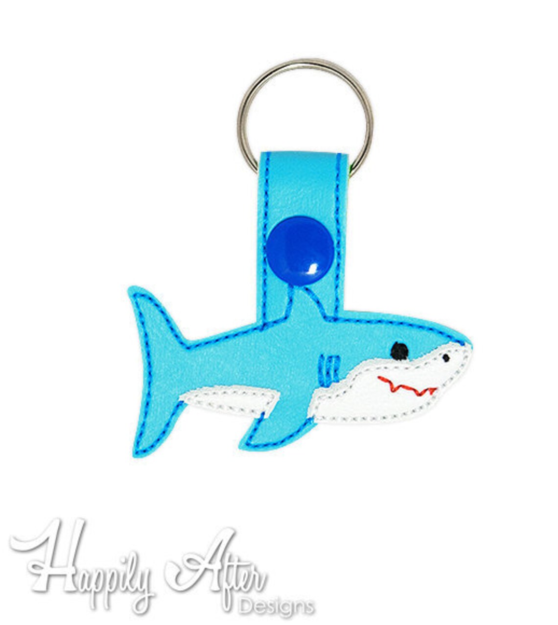Shark Snap Tab Keychain Embroidery Design, Shark, Ocean, Keychain ...