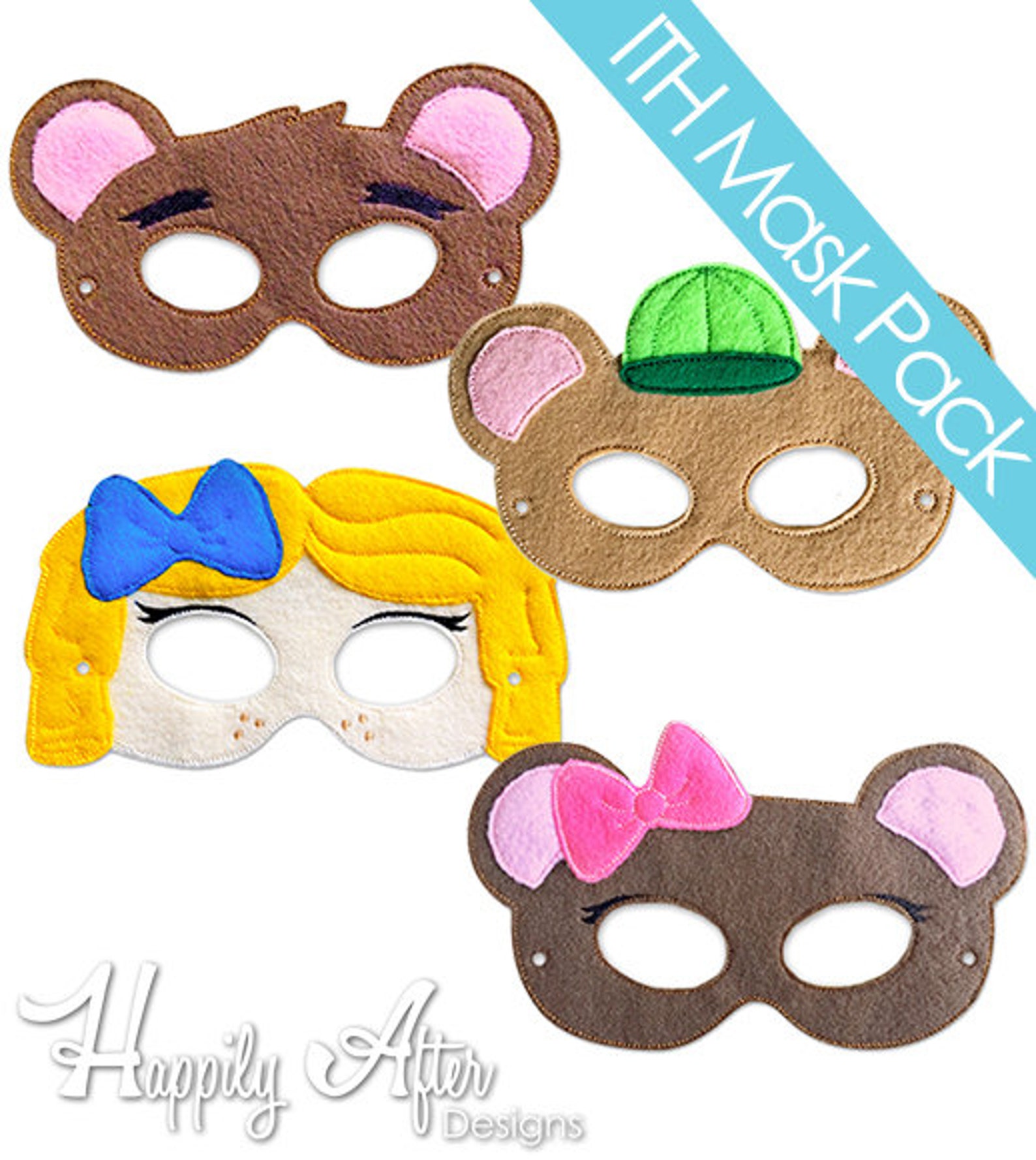 Goldilocks Mask Embroidery Design Pack, Goldilocks Mask, Bears, Machine ...