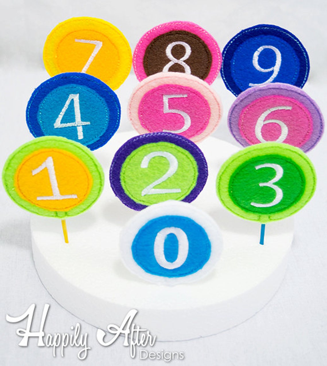 Numbers Cupcake Topper Embroidery Designs Machine Embroidery | Etsy