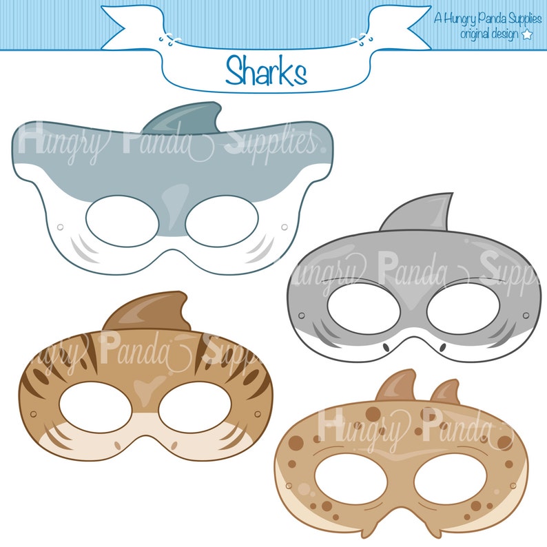 Sharks Printable Masks, Shark Mask, Tiger Shark, Greate White ...