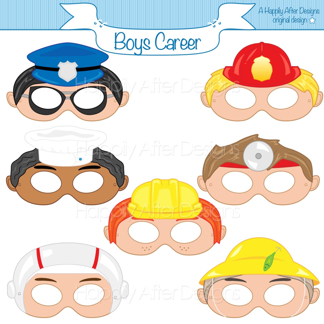 Boys Career Printable Masks, Careers, Police, Fireman, Doctor ...
