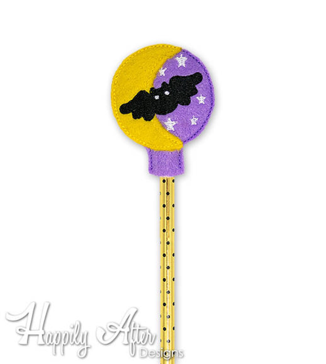 Moonlit Bat Pencil Topper Embroidery Design Halloween - Etsy