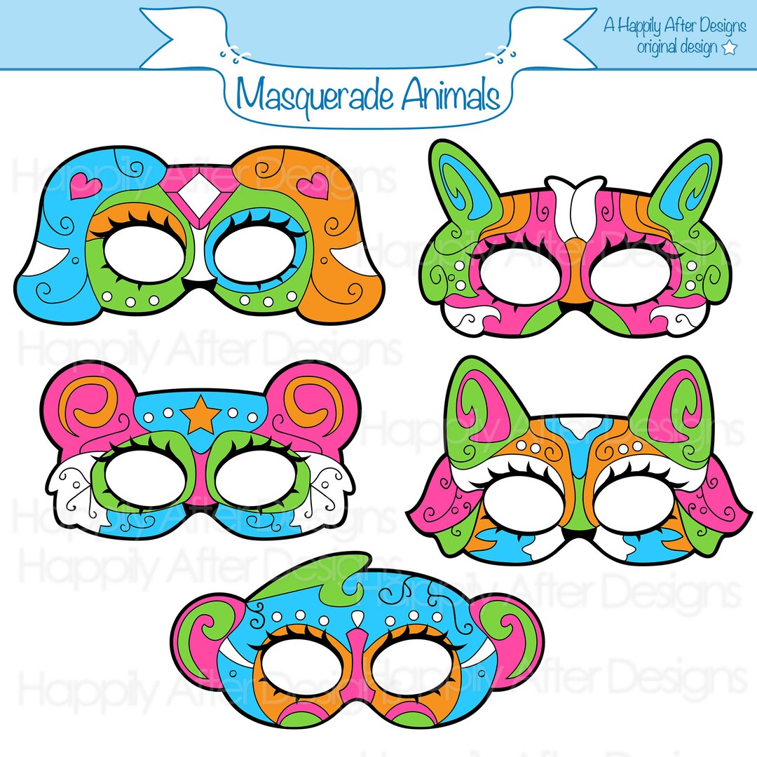 Masquerade Animals Printable Masks, Dog Mask, Rabbit Mask, Panda, Fox ...
