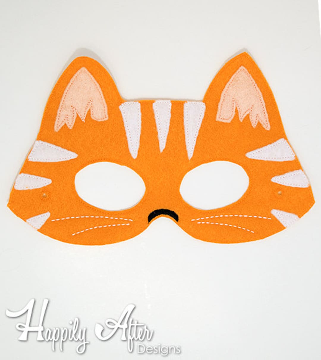 Striped Cat Mask Embroidery Design, Kitty Mask, Machine Embroidery, ITH ...