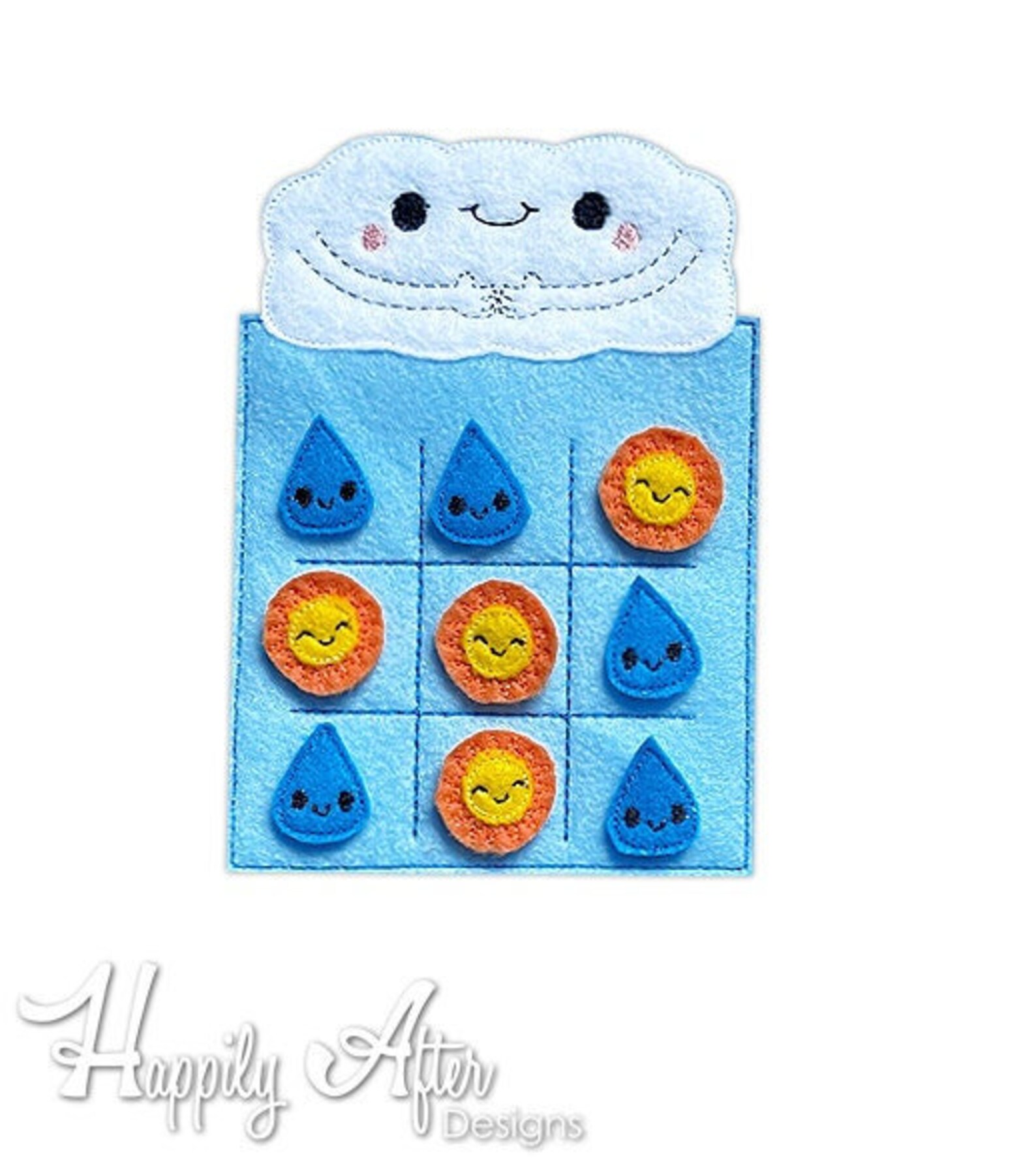 Weather Cloud Tic Tac Embroidery Design, Spring Embroidery, Tic Tac Toe ...
