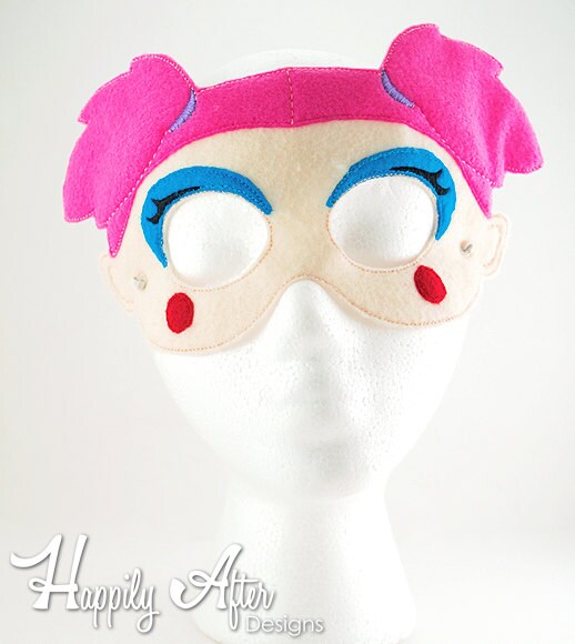 Clown Girl Mask Embroidery Design girls mask machine | Etsy