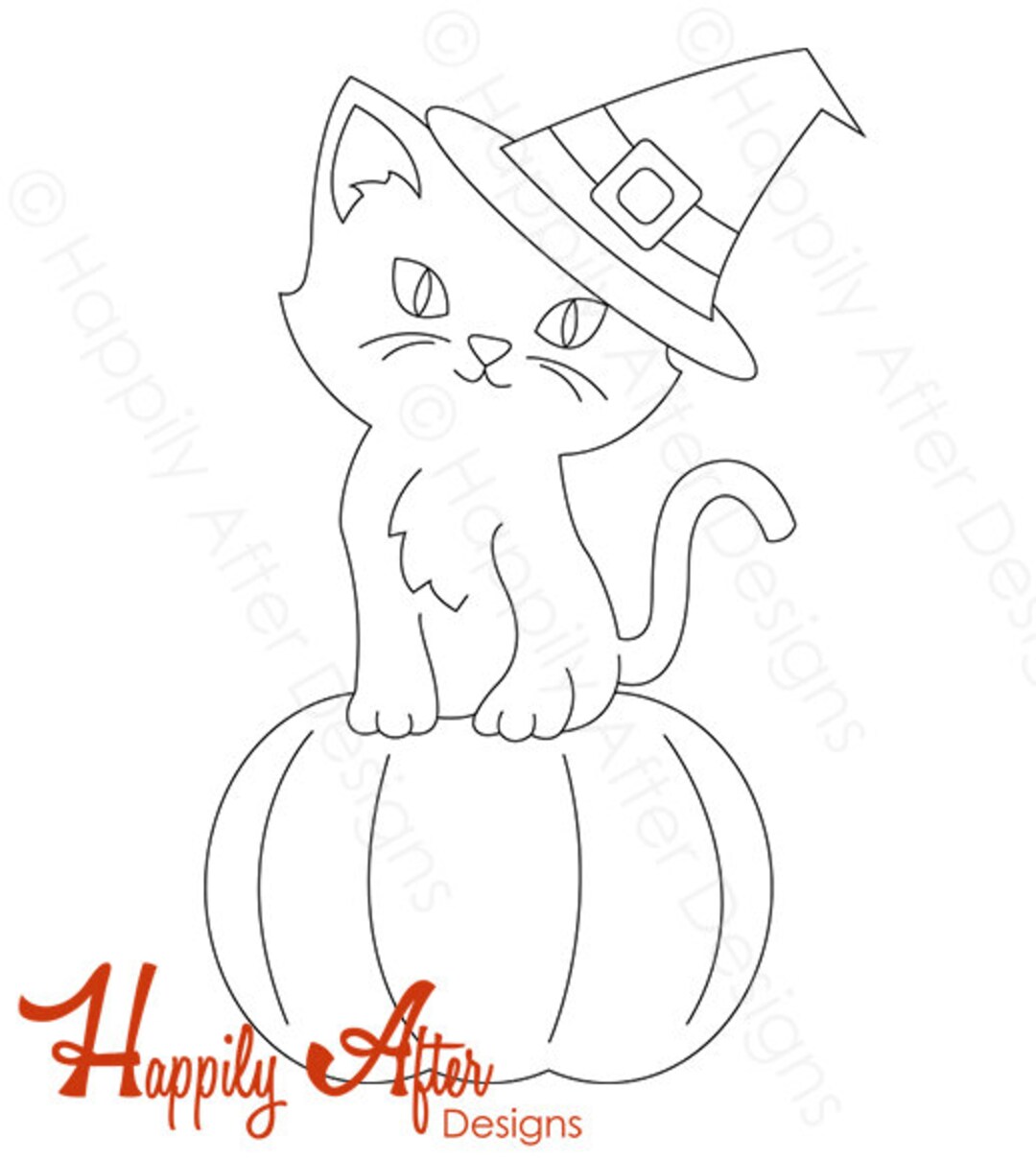 Halloween Kitty Hand Embroidery Patterns, Pattern Pack, Halloween, Hand ...